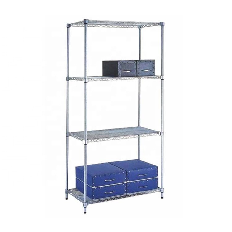 4 Tier Adjustable Chrome Wire Shelf Metal Wire Shelving Rack Corner ...